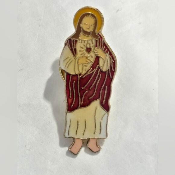 Vintage | Jewelry | 8s Catholic Sacred Heart Jesus Lapel Pin Gold Tone ...